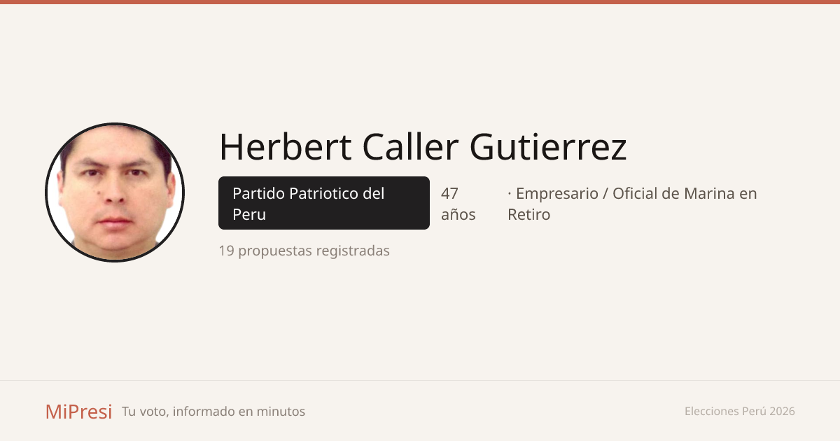 Herbert Caller Gutierrez: propuestas, partido y perfil — Elecciones ...